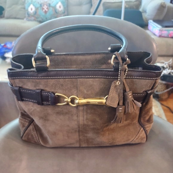 Coach | Bags | Vintage Coach Suede And Leather Handbag | Poshmark